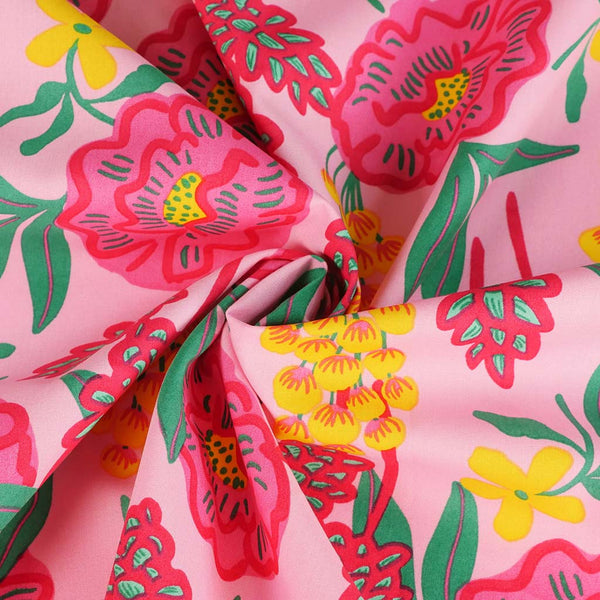 Fine Poplin - Light Pink Fresh Flowers Cotton Woven Fabric by Nerida H ...