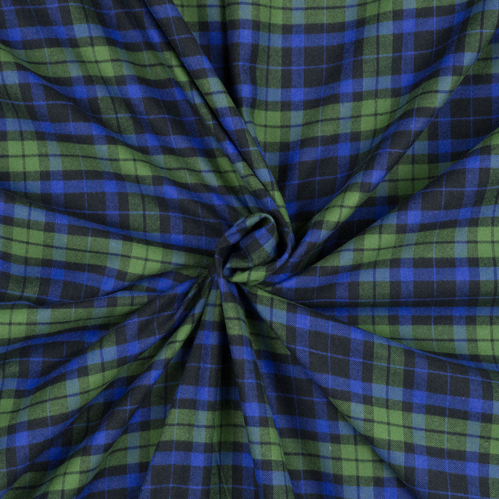 Kearney - Blue and Green Watch Check Bamboo and Cotton Woven Fabric ...