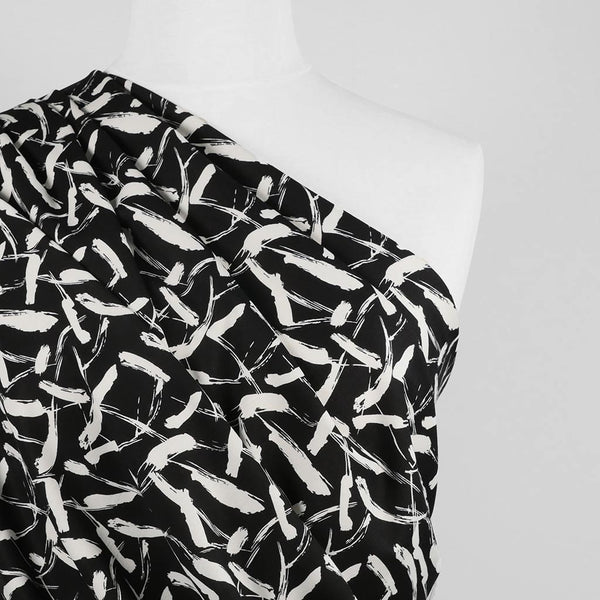 Lazia - Black and White Frenzy Viscose Rich Ponte de Roma Fabric ...