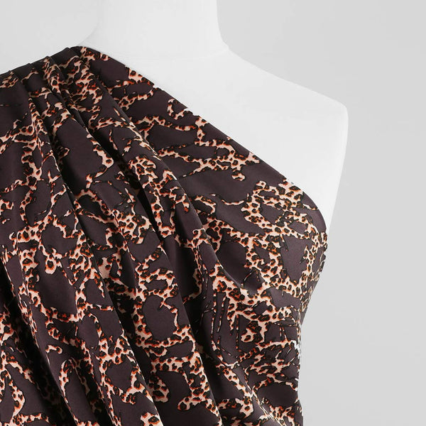 Linz - Brown Leopard Lattice Viscose Woven Twill Fabric - Patterns and ...
