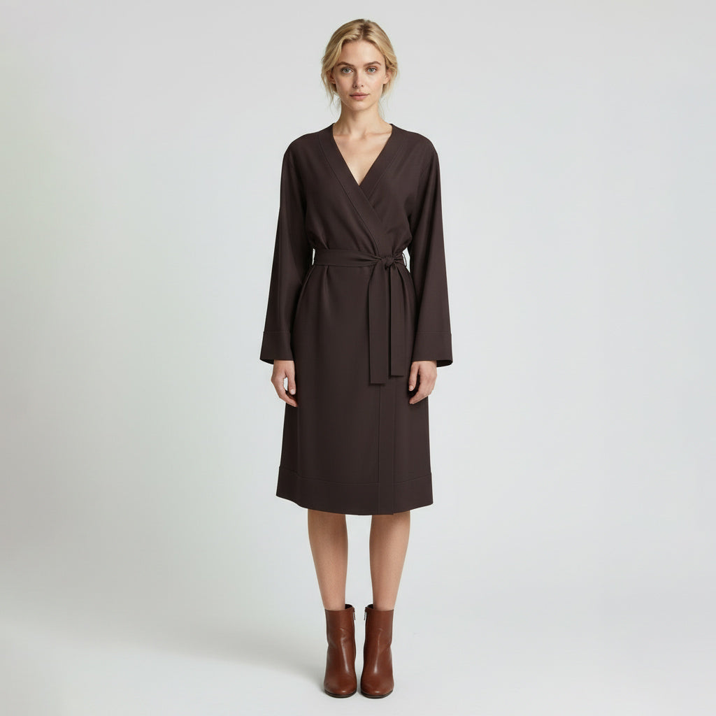 Rome - Brown Coffee, Viscose Rich Heavy Ponte de Roma Stretch Fabric ...