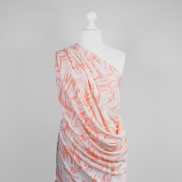 Sierra - Pink Peach Palms Viscose Poplin Woven Fabric Sample - Patterns ...