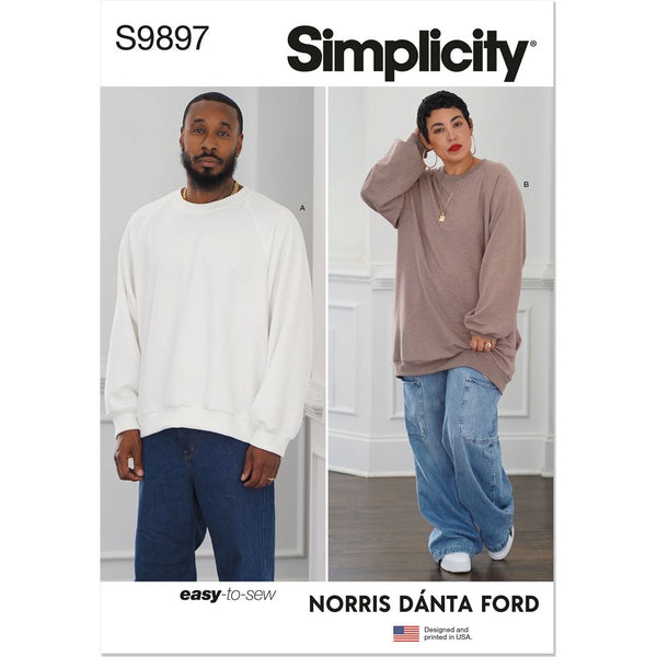 Simplicity Sewing Pattern S9897 Unisex Sweatshirt in Two Lengths By ...