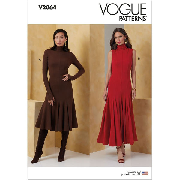 Vogue Pattern V2064 Misses' Knit Dresses 2064 - Patterns and Plains