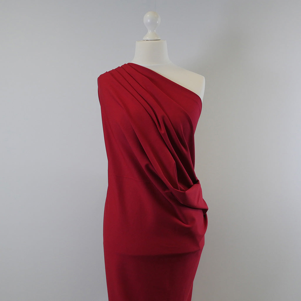 Rome - Real Red, Viscose Rich Heavy Ponte de Roma Stretch Fabric ...