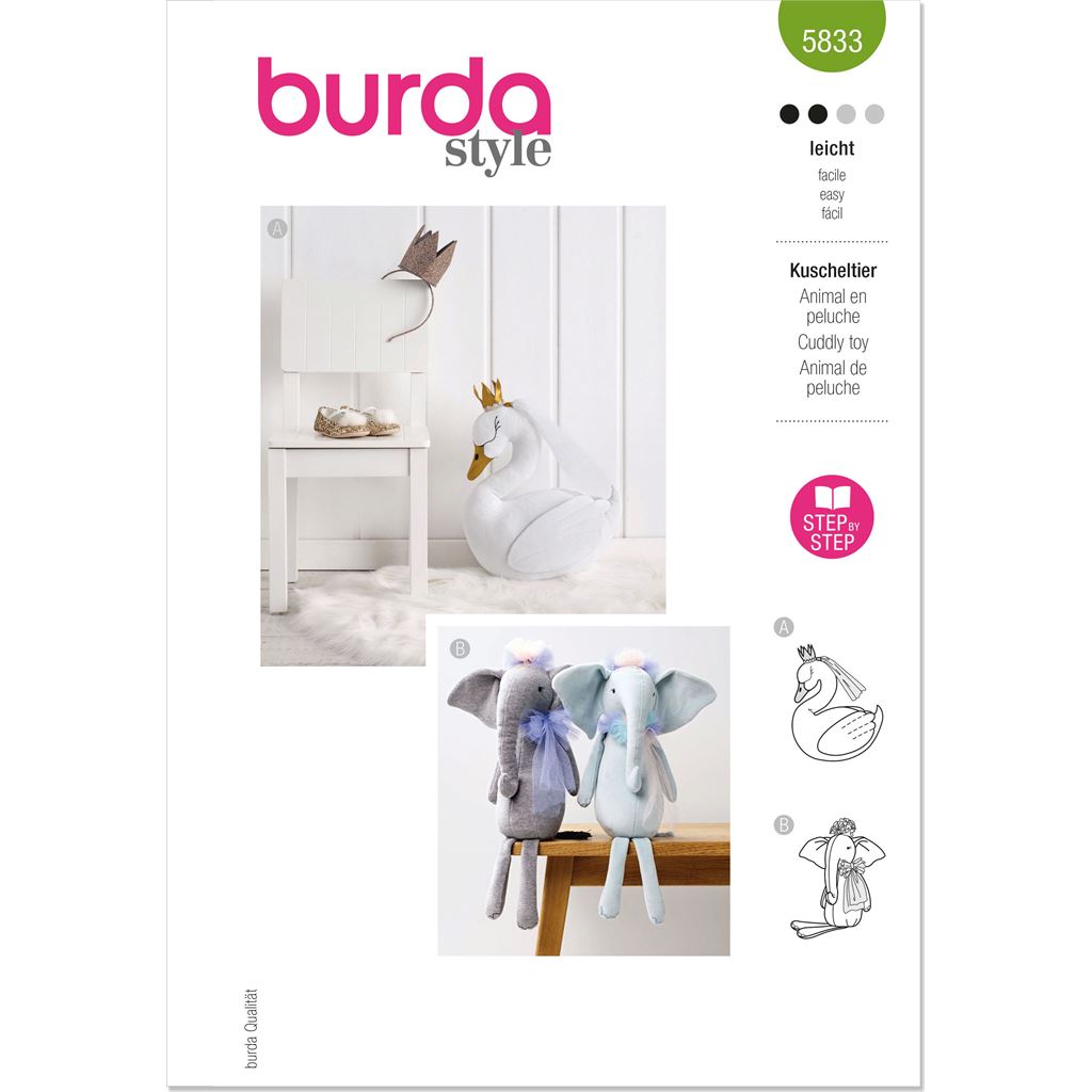 Burda Style Pattern 5833 Stuffed Animals B5833 - Patterns and Plains