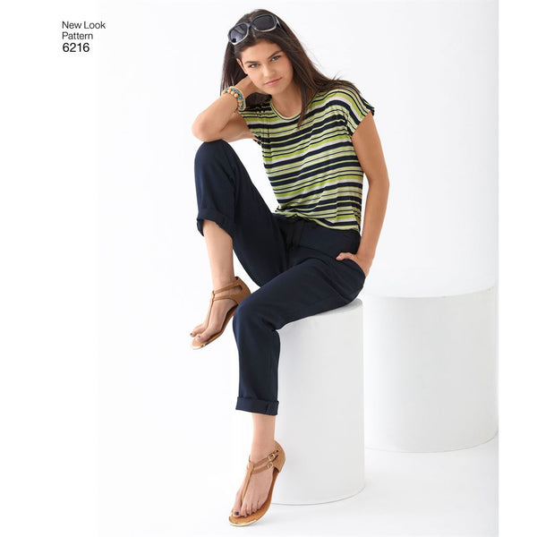 New Look Pattern 6216 Misses' Knit Tops and Pants - Patterns and Plains