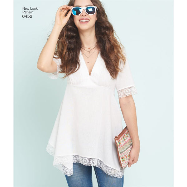 New Look Pattern 6452 Misses' Tops with Bodice and Hemline Variations ...