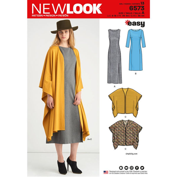 New Look Pattern 6573 Misses' Dress and Wrap - Patterns and Plains