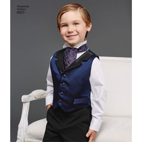 Simplicity Pattern 8023 Boys' and Men's Vest, Bow-tie, Cummerbund and ...