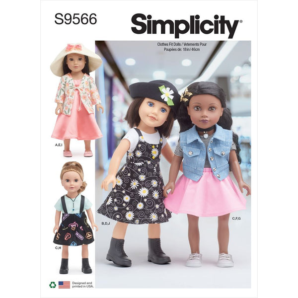 Simplicity Sewing Pattern S9566 18" Doll Clothes 9566 - Patterns and Plains